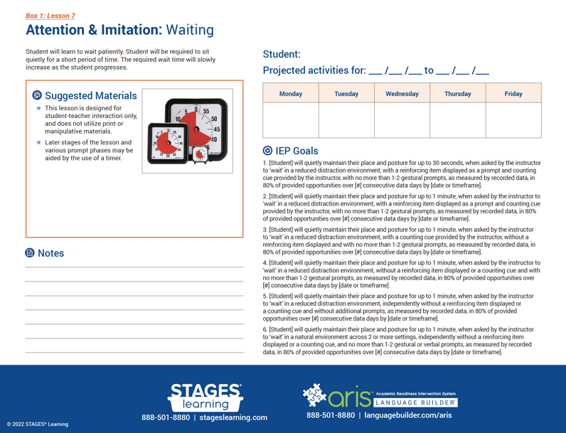 ARIS Curriculum Sample Lessons & Materials